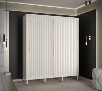 Calipso Wave I Contemporary 2 Sliding Door Wardrobe Gold Handles 9 ...