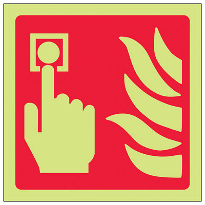 Call Point Logo Fire Equipment Sign - Glow in Dark - 100x100mm (x3)