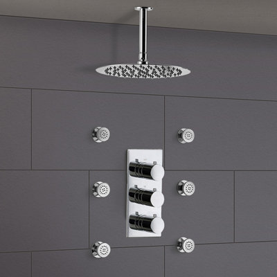 CALLA 2 WAY SLIM ROUND CEILING THERMOSTATIC CONCEALED BATHROOM SHOWER ...