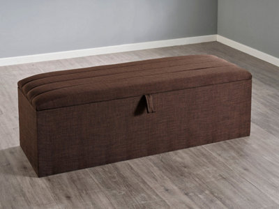 Callisto Ottoman Storage Box 6FT Super King - Linoso Chocolate