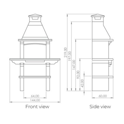 Callow 402L Stone Masonry Barbecue BBQ With Grill and Side Tables