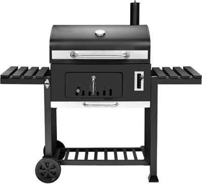 Callow XXL Charcoal BBQ Grill with dual side tables and Tool hooks