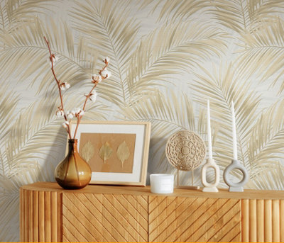 Calvado - Textured Embossed Wallpaper in Beige