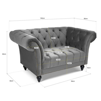 CAMBRIDGE CHESTERFIELD SOFA SUITE - VELVET GREY