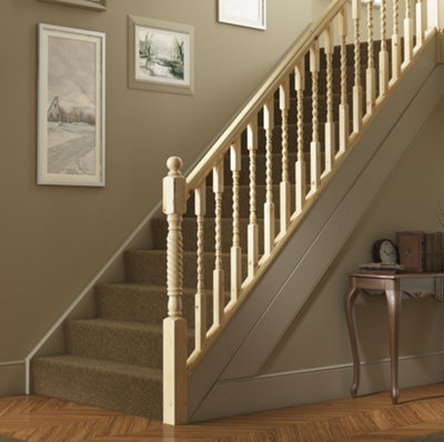 Cambridge Pine 41mm Rope Twist Stair Spindle Trade Box 16 (H)900mm x (W ...