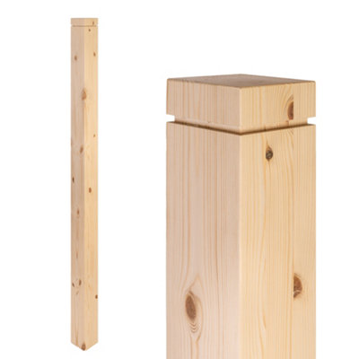 Cambridge Square Pine Stair Newel Post with Integrated Shadow Cap (H ...