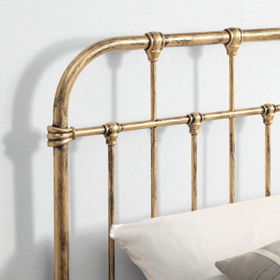 Camden Antique Brass Effect Metal Victorian Hospital Style Single Bed ...