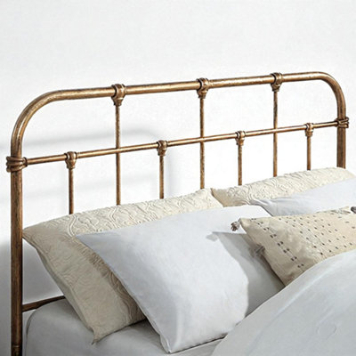 CAMDEN ANTIQUE BRASS EFFECT VICTORIAN HOSPITAL METAL SMALL DOUBLE BED FRAME