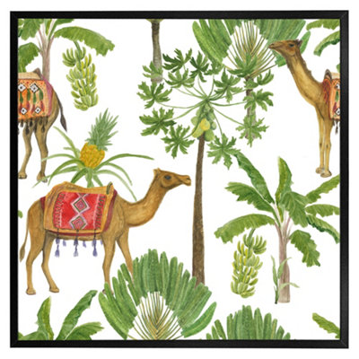 Camels & palm trees (Picutre Frame) / 20x20" / Black | DIY at B&Q