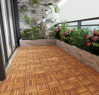 Camp 20 Acacia Hardwood Decking Tiles 30x30cm 10 Tiles per Pack Hardwax ...