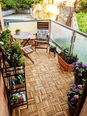 Camp 20 Acacia Hardwood Decking Tiles 30x30cm 10 Tiles per Pack Hardwax ...