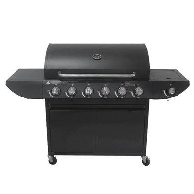 Campfire Deluxe Gas BBQ, 6+1 Burner Gas Barbecue w/ Warming Rack, Side Burner, Temperature Gauge ...