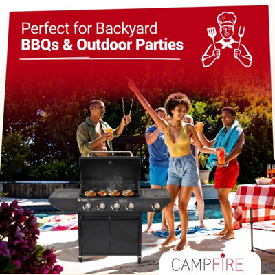 Campfire Original 5 Gas Burner 4+1 Garden Grill, Steel Warming Rack ...