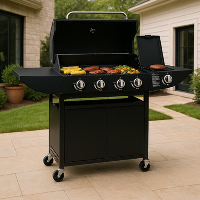 Campfire Original BBQ 5 Gas Burner 4+1 Garden Grill, Steel Warming Rack ...