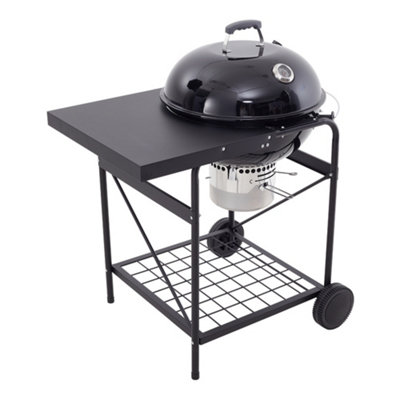 CAMPING BLACK ROUND CHARCOAL GRILL BBQ WITH SIDE TABLE AND LID COVER ...