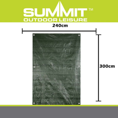 Camping Groundsheet Reinforced Eyelets Waterproof 300cm x 240cm Green X 1