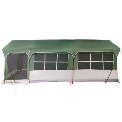 Camping Tent with Windows Green 10-Person Waterproof
