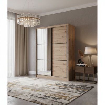 Canberra Oak 2 Door Sliding Door Wardrobe Slider 166cm Wide