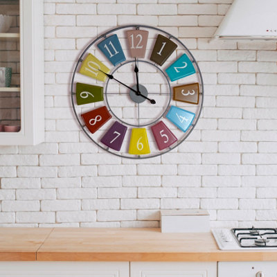 Candy Colourful Skeleton Wall Clock - 68cm/27in Modern Kitchen Wall ...