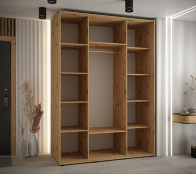 Cannes IV Elegant Oak Artisan Sliding Door Wardrobe 1600mm H2050mm ...
