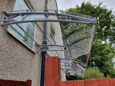 CANOFIX Door Canopy PC 5500 Width x 1500 Projection (Grey Bracket ...