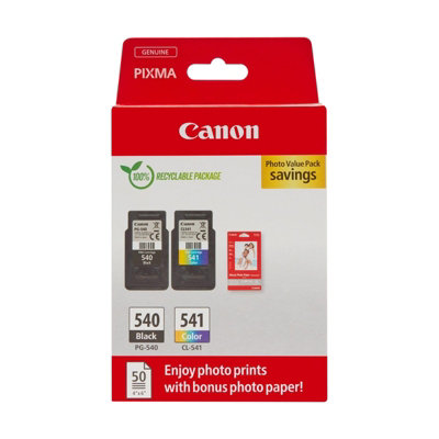 Canon Ink & Paper Multipack - PG-540/CL-541 Genuine Printer Ink ...