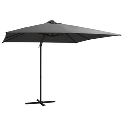 Cantilever Garden Parasol with LED lights and Steel Pole 250x250 cm ...