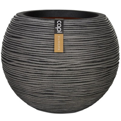 Capi Vase Nature Rib Ball 62x48 cm Anthracite KOFZ271 | DIY at B&Q