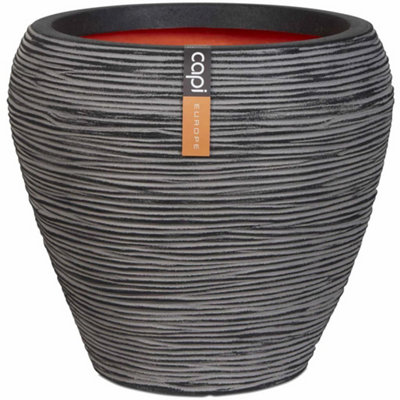 Capi Vase Nature Rib Tapered 42x38 cm Anthracite KOFZ362 | DIY at B&Q