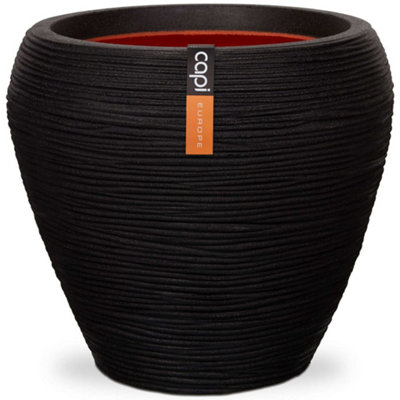 Capi Vase Nature Rib Tapered 42x38 cm Black KBLR362 | DIY at B&Q