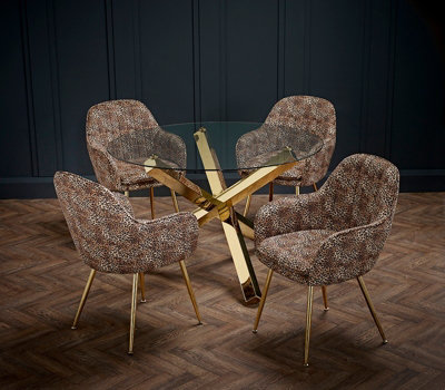 Capri Dining Table - Glamorous Gold Legs with Elegant Clear Glass Top