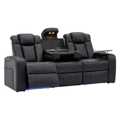 Capri Genuine Leather 3 Seater in Black