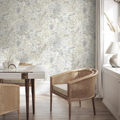 Capri Palm Tree Wallpaper - M95678 - Grey