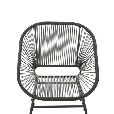 Capri Rattan 2 Seater Wicker Table and Chairs Bistro Set - Black