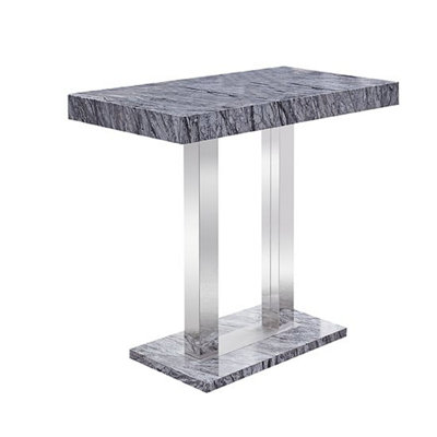 Caprice Gloss Bar Table Rectangular In Melange Marble Effect