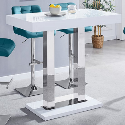 Caprice High Gloss Bar Table Rectangular In White | DIY at B&Q