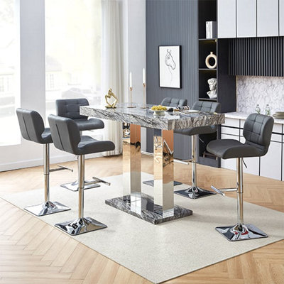 Caprice Melange Effect Bar Table Large 6 Candid Grey Stools | DIY at B&Q