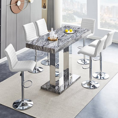Caprice Melange Effect Bar Table Large 6 Ripple White Stools | DIY at B&Q
