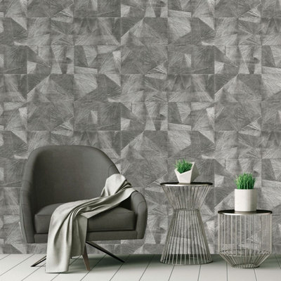 Caprice Texture Geo Wallpaper Pewter Belgravia 5443 | DIY at B&Q
