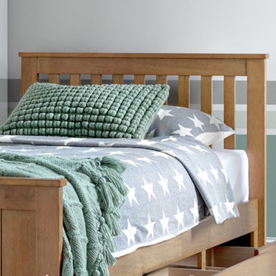 Captain Oak Finish 3 Drawer Wooden Single Storage Bed