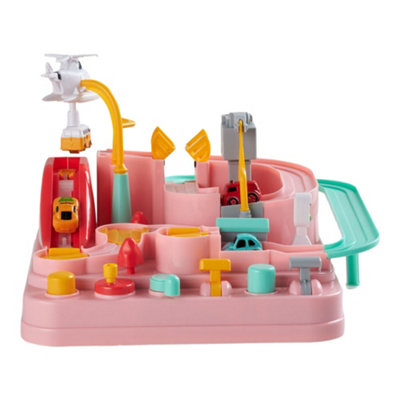 Car Adventure Toys Car Race Track Toys with 4 Toy Vehicles, Pink