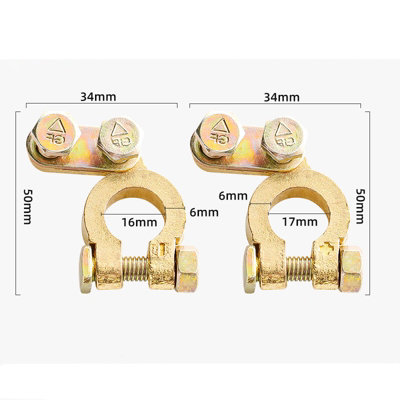 Car Battery Terminals (Pure Copper) 2 Angled Battery Terminals Suitable ...