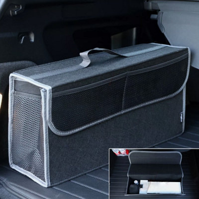 CAR BOOT ORGANISER LARGE CARPET STORAGE BAG TOOLS TRAVEL TIDY HOOK CASE ...