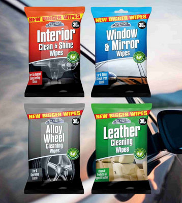 Car Cleaning Wipes Interior & Exterior Set Dash Leather Window Wheel Wipe