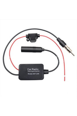 Car FM Radio Antenna Signal Amplifier Booster Din Plug Black