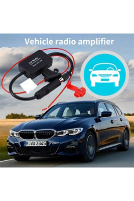 Car FM Radio Antenna Signal Amplifier Booster Din Plug Black