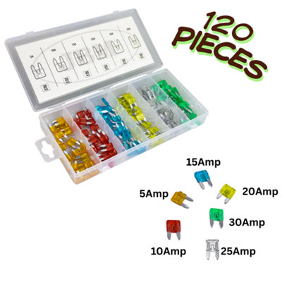 Car Van Blade Mini Fuse Assorted Kit 120 PCS Automotive Electrical ...