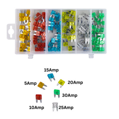 Car Van Blade Mini Fuse Assorted Kit 120 PCS Automotive Electrical ...