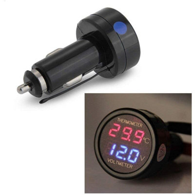 Car Voltmeter Thermometer Digital Battery Voltage Temperature Monitor ...