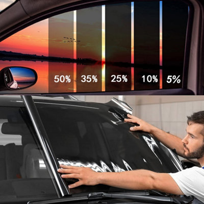 Car Window Tint Film Kit, 35% Dark Black Privacy Solar Film, 75cm x 6m ...